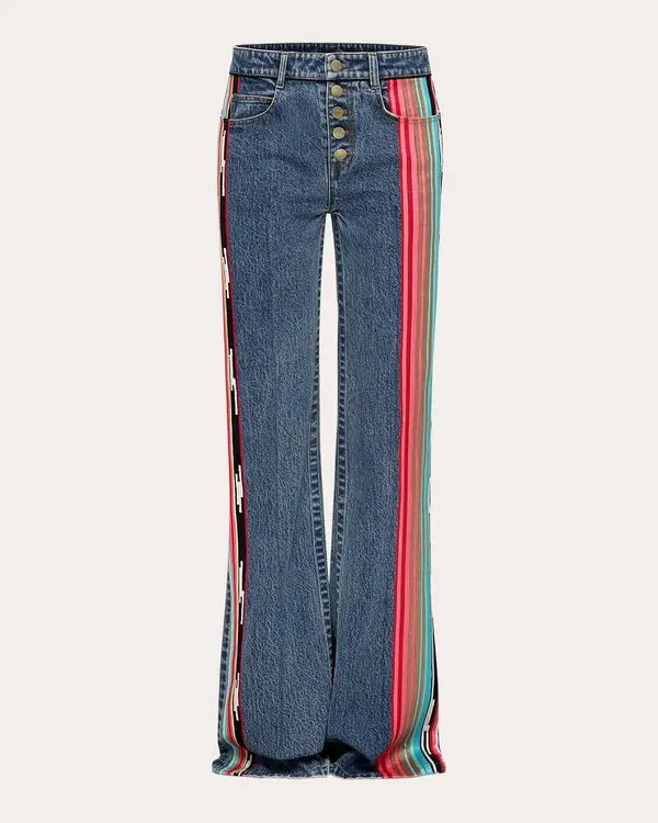 Hellessy Omar Multicolor Grosgrain Straight-leg Jeans