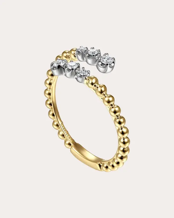 GABRIEL & CO. Diamond & 14k Beaded Bypass Ring
