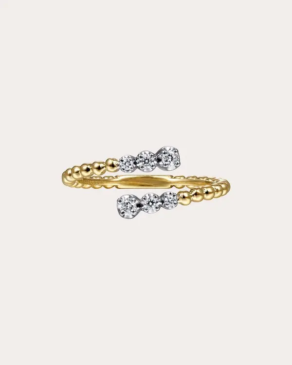 Gabriel & Co. Diamond & 14k Beaded Bypass Ring - Yellow