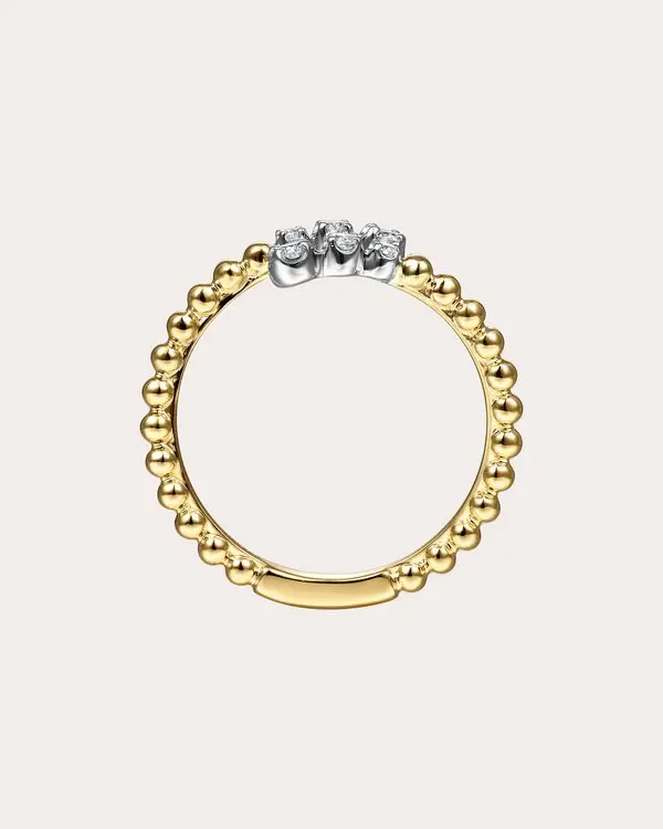 Gabriel & Co. Diamond & 14k Beaded Bypass Ring