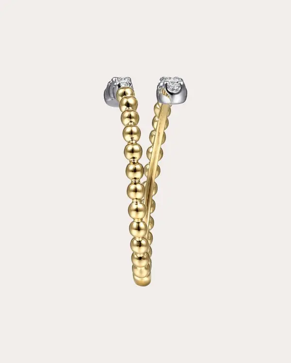 Gabriel & Co. Diamond & 14k Beaded Bypass Ring