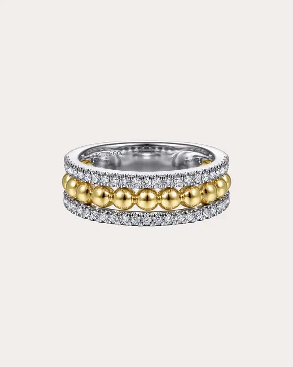GABRIEL & CO. Diamond & Two-tone Bujukan Wide Band Ring - Silver