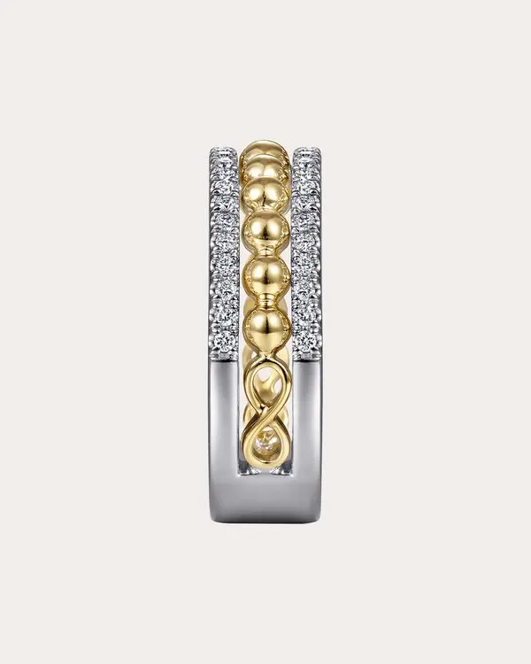 GABRIEL & CO. Diamond & Two-tone Bujukan Wide Band Ring