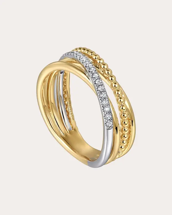 GABRIEL & CO. Diamond & 14k Gold Crisscross Ring
