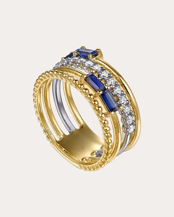 GABRIEL & CO. Sapphire And Diamond Multi-band Ring