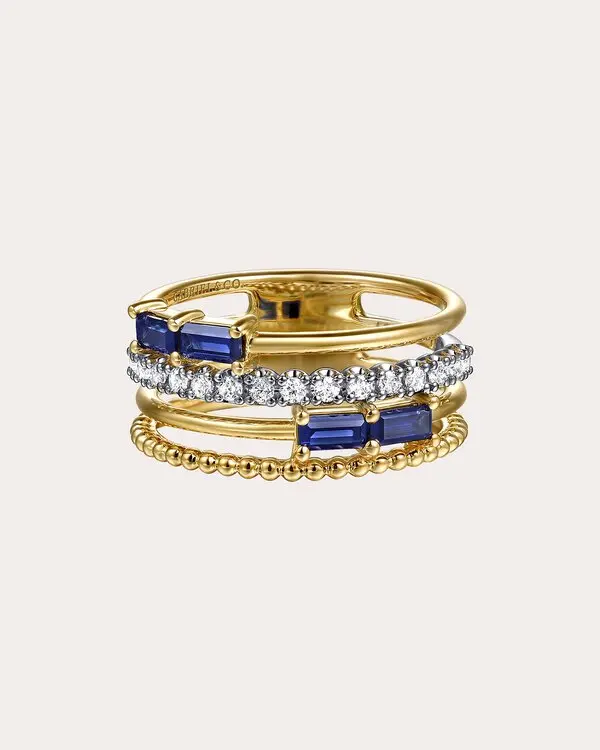 Gabriel & Co. Sapphire And Diamond Multi-band Ring - Yellow
