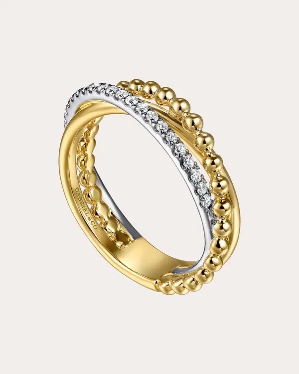GABRIEL & CO. Diamond & Two-tone Bujukan Crisscross Ring