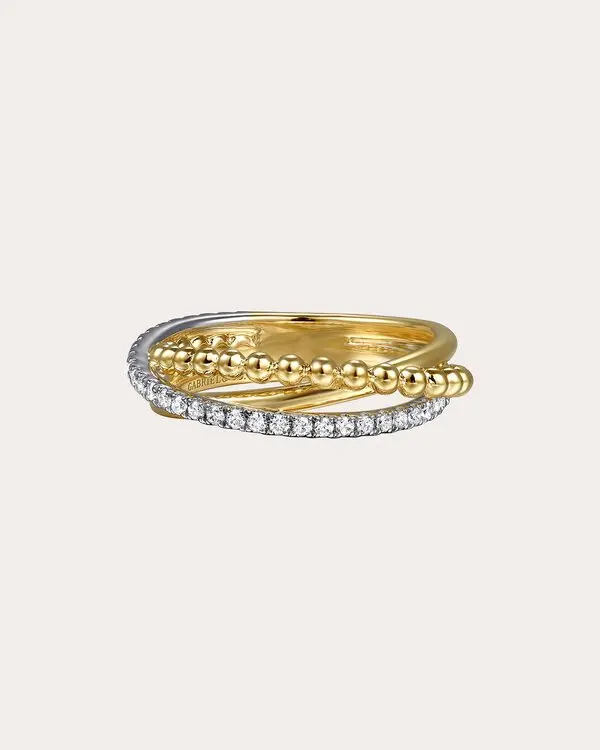 Gabriel & Co. Diamond & Two-tone Bujukan Crisscross Ring - Yellow