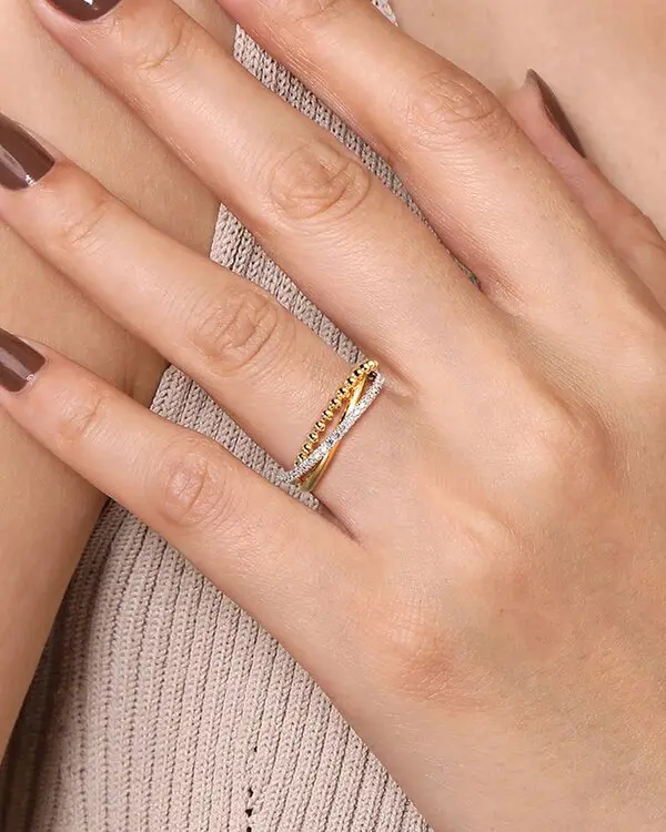 Gabriel & Co. Diamond & Two-tone Bujukan Crisscross Ring