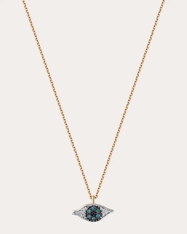BEE GODDESS Diamond Eye Light Pendant Necklace - Blue