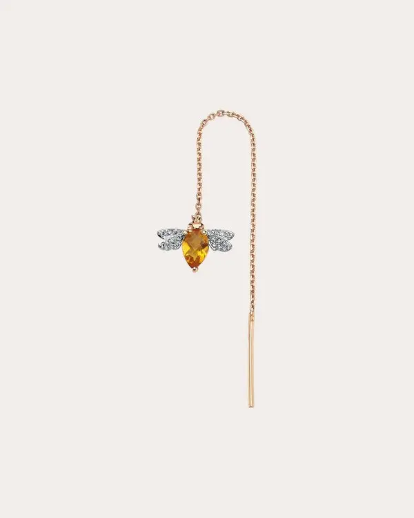 BEE GODDESS Citrine Queen Bee Bella Threader Earring - Orange