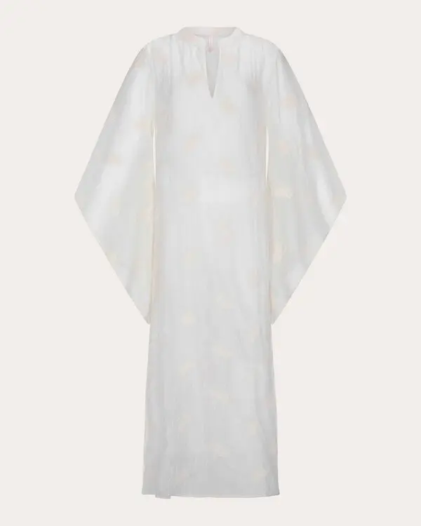 AGUACLARA La Perle Sheer Embroidered Maxi Kaftan - Grey