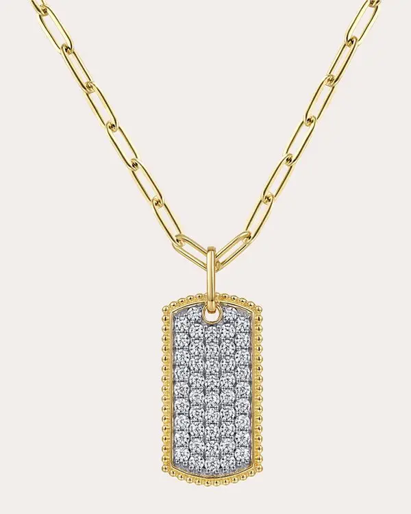 GABRIEL & CO. 14k Yellow Diamond Bujukan Dog Tag Necklace