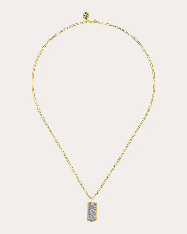 Gabriel & Co. 14k Diamond Bujukan Dog Tag Necklace - Yellow