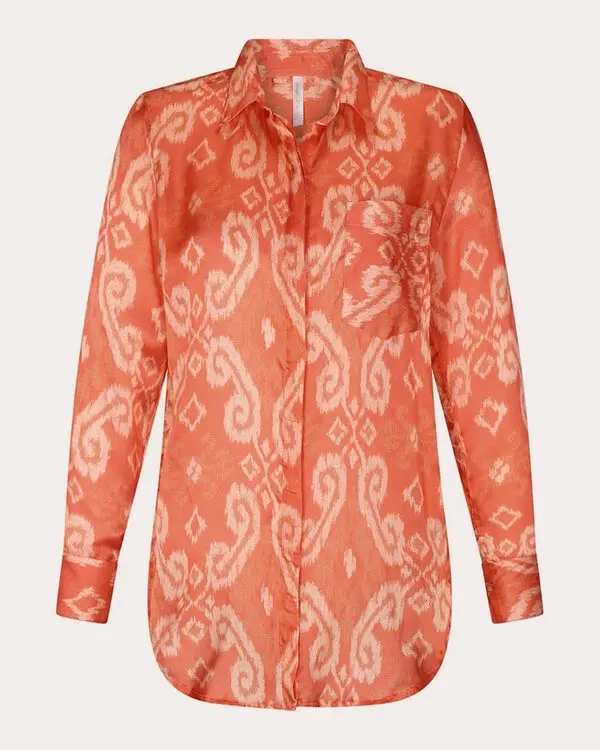 AGUACLARA Palais Des Orangers Cotton Silk Button-up Top
