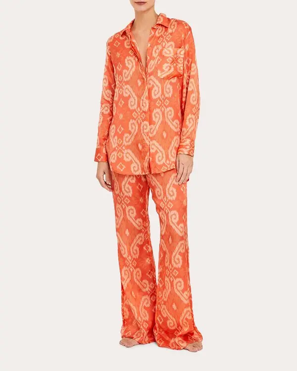 AGUACLARA Palais Des Orangers Cotton Silk Button-up Top