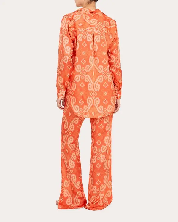 AGUACLARA Palais Des Orangers Cotton Silk Button-up Top