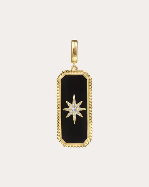 GABRIEL & CO. 14k Yellow Gold Onyx & Diamond Star Pendant - Black