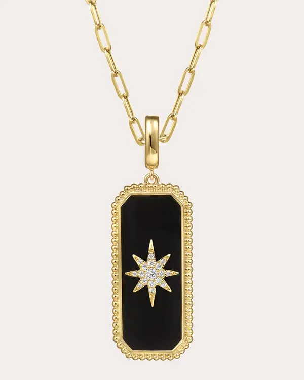 GABRIEL & CO. 14k Yellow Gold Onyx & Diamond Star Pendant
