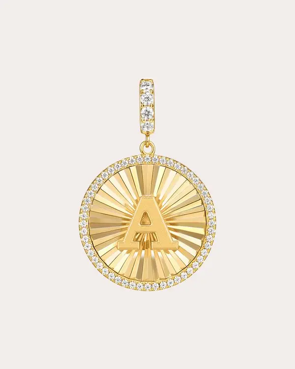 Gabriel & Co. 14k Diamond & Initial 'a' Medallion - Yellow
