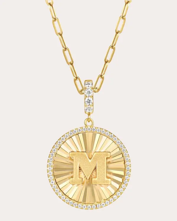 GABRIEL & CO. 14k Yellow Diamond & "m" Initial Medallion