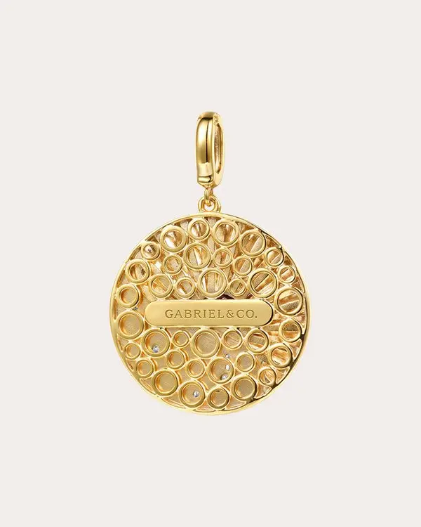 GABRIEL & CO. Celestial Medallion With Diamonds And Enamel In 14k Gold