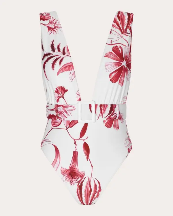 AGUACLARA La Vie Rouge Belted Plunge One-piece - Red
