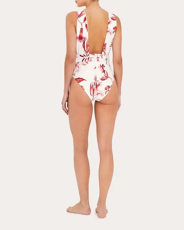 AGUACLARA La Vie Rouge Belted Plunge One-piece