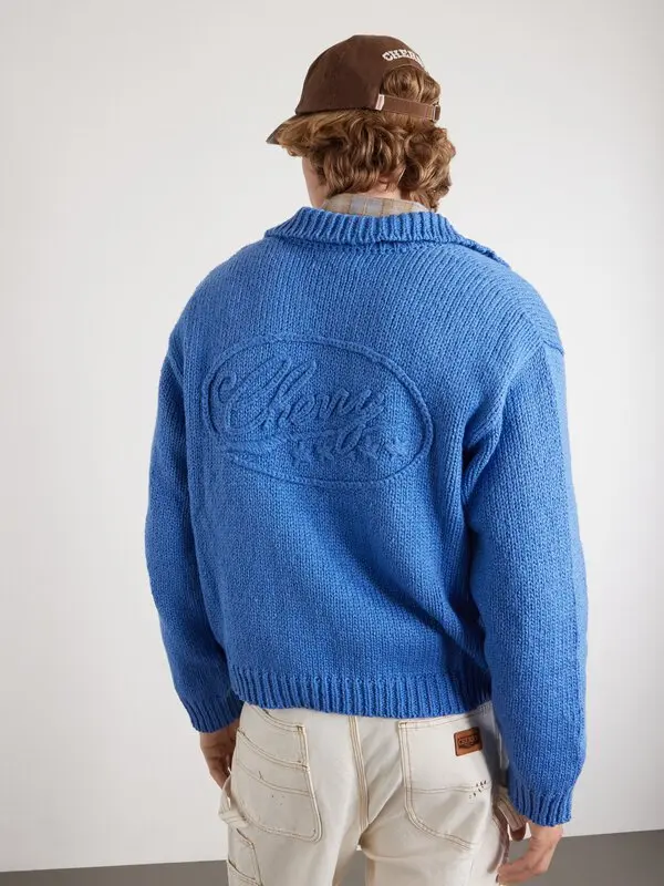 CHERRY LOS ANGELES Embroidered Cotton Zip-up Cardigan