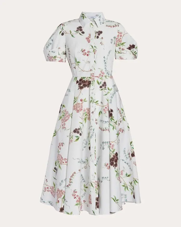Erdem Floral Cotton Midi Shirt Dress