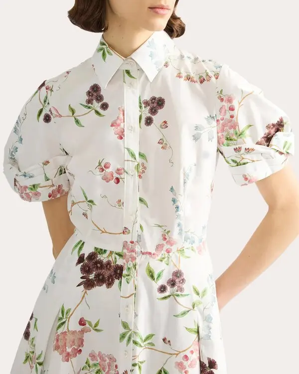 Erdem Floral Cotton Midi Shirt Dress