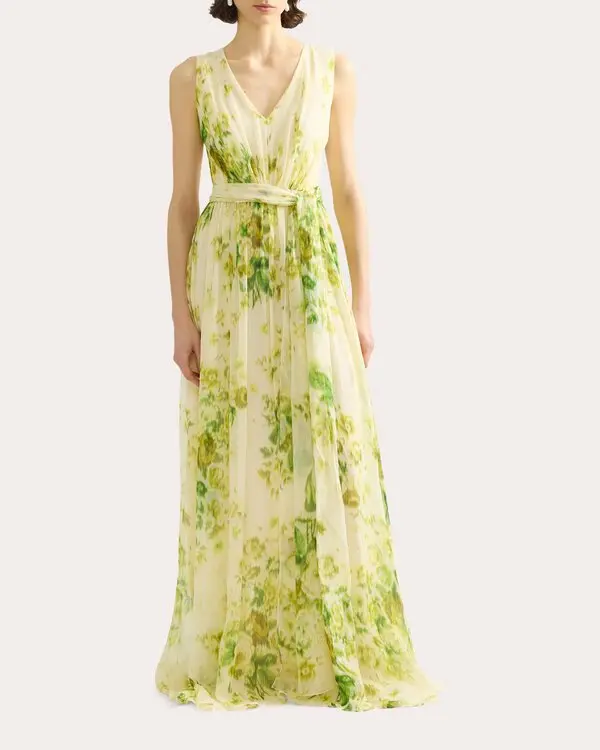 Erdem Floral Silk Creponne Gown