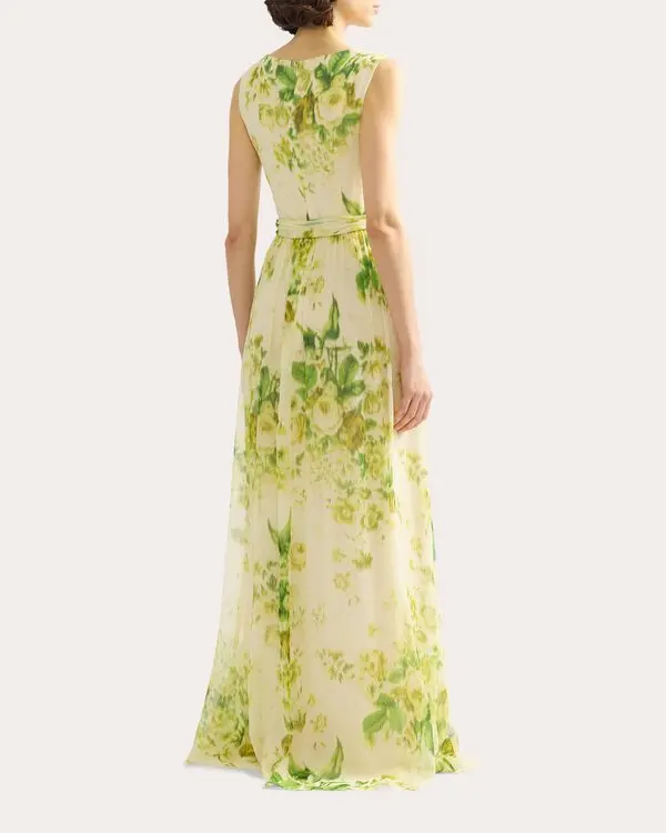 Erdem Floral Silk Creponne Gown