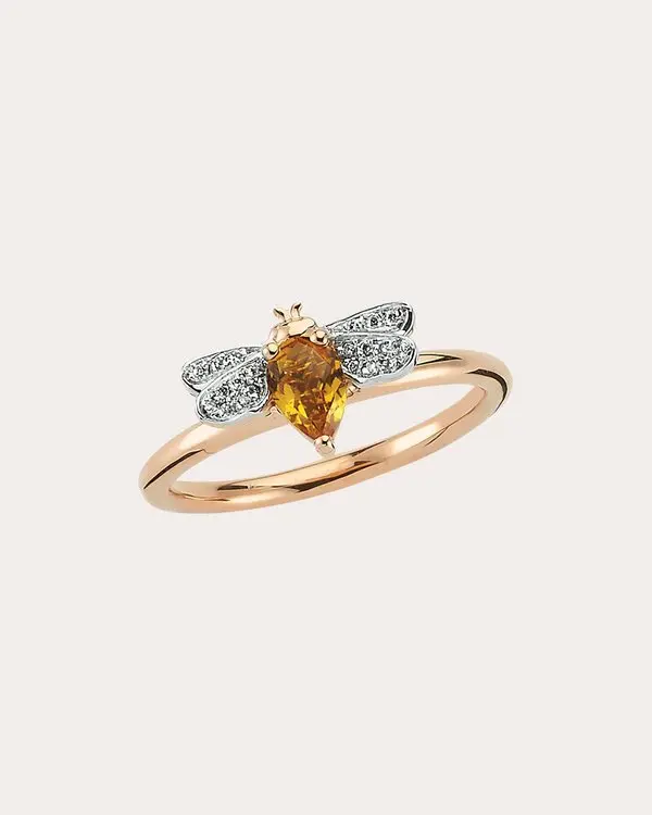 BEE GODDESS Citrine And Diamond Queen Bee Bella Ring - Orange