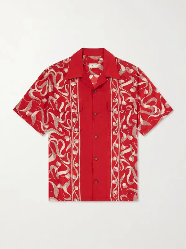 Kapital Camp-collar Printed Woven Shirt