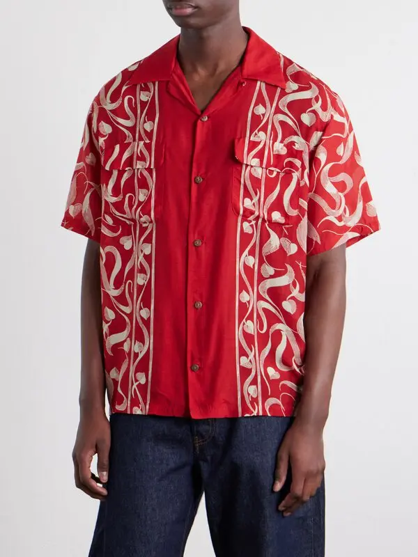Kapital Camp-collar Printed Woven Shirt