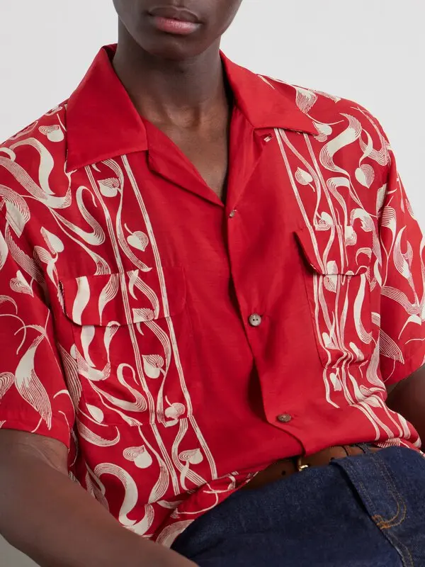 Kapital Camp-collar Printed Woven Shirt