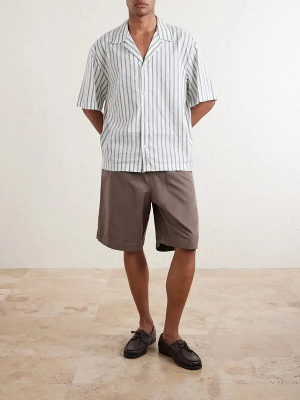 A KIND OF GUISE Samata Camp-collar Striped Cotton, Silk And Linen-blend Shirt - Green