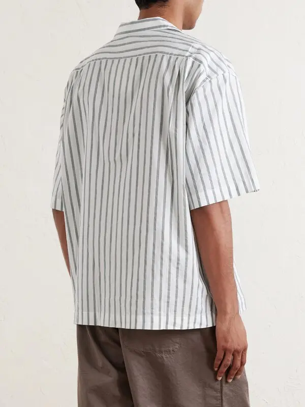 A KIND OF GUISE Samata Camp-collar Striped Cotton, Silk And Linen-blend Shirt - Green