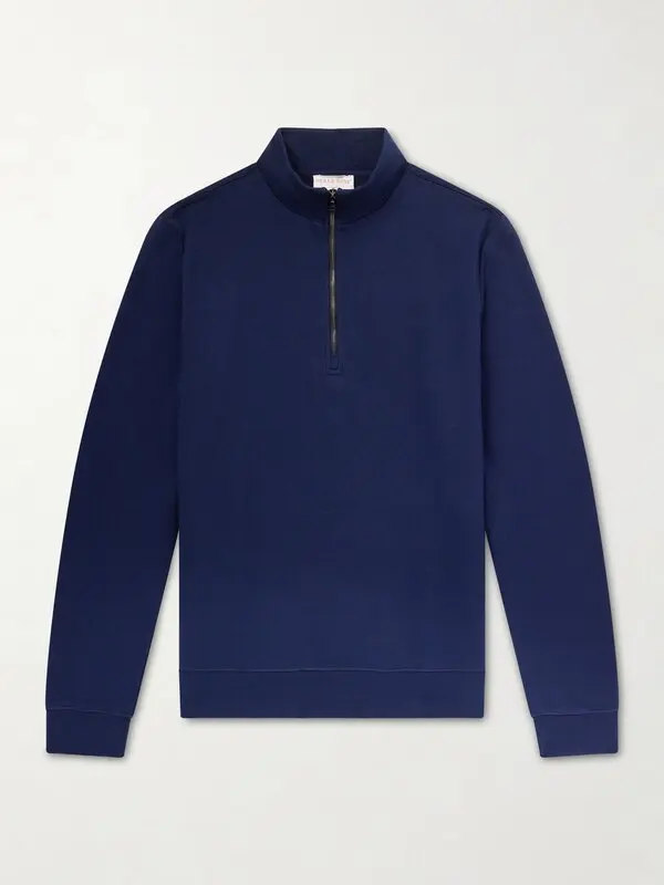 Derek Rose Quinn Cotton And Modal-blend Jersey Half-zip Sweatshirt - Blue