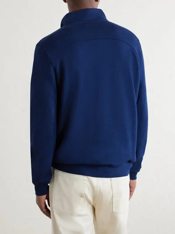 Derek Rose Quinn Cotton And Modal-blend Jersey Half-zip Sweatshirt - Blue