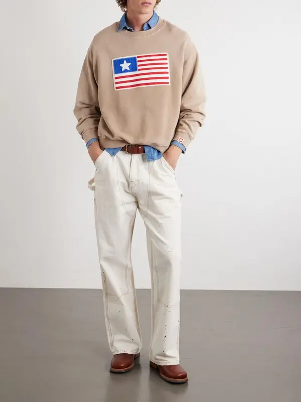 CHERRY LOS ANGELES Embroidered Cotton-jersey Sweater