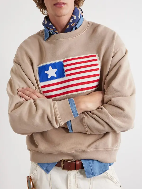 CHERRY LOS ANGELES Embroidered Cotton-jersey Sweater