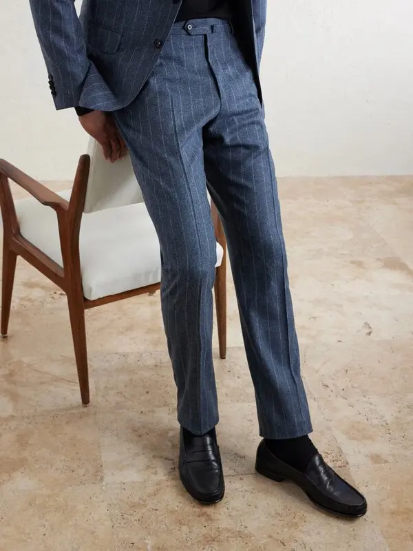 Caruso Pinstripe Wool And Cashmere-blend Suit Trousers