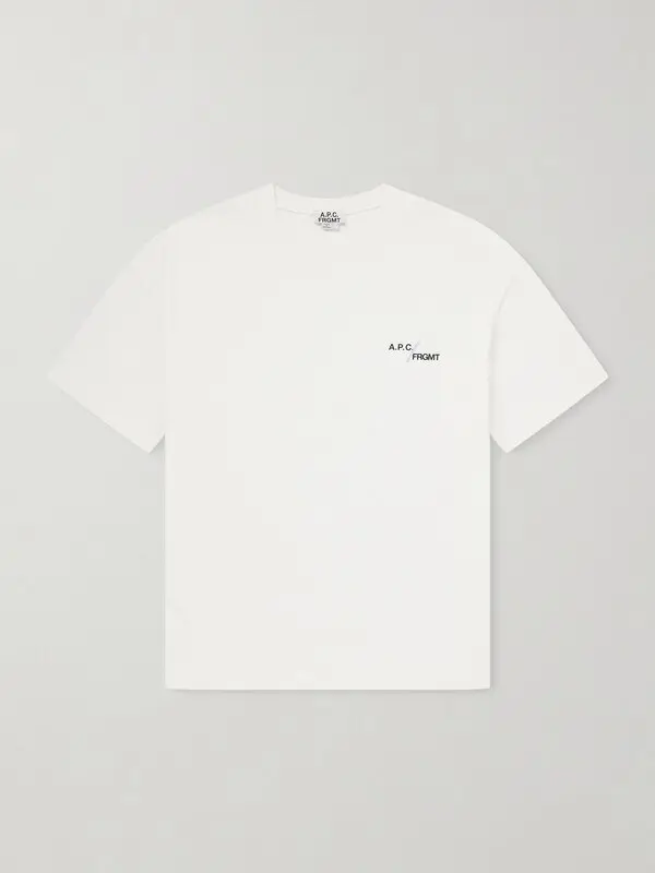 A.p.c. Fragment Logo-print Cotton-jersey T-shirt - White