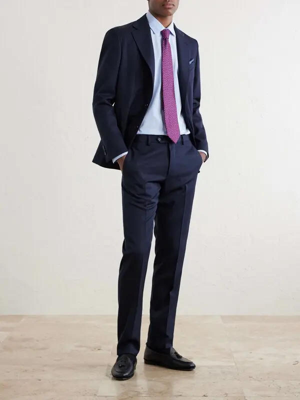 Caruso Straight-leg Twill Suit Trousers