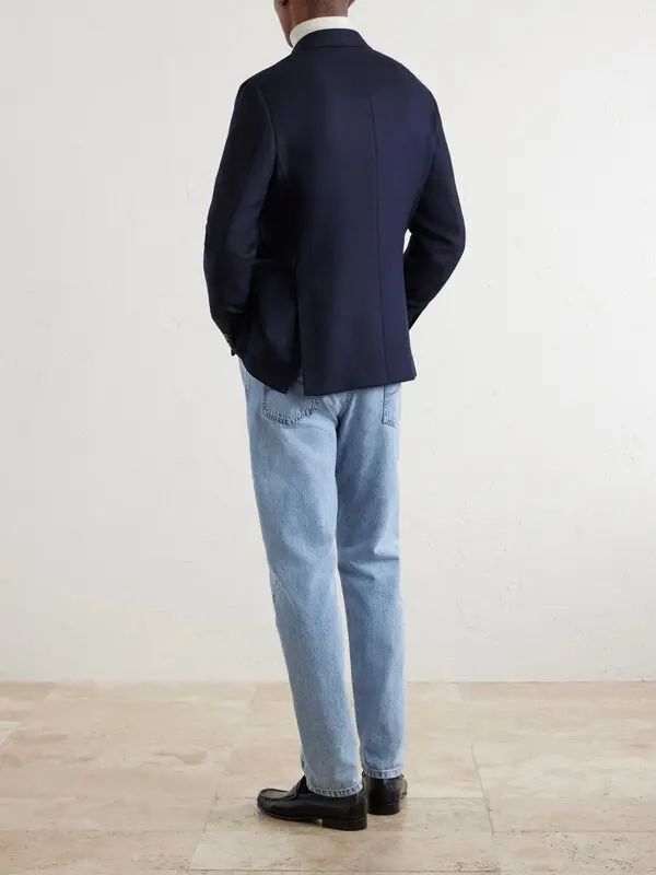 Caruso Aida Double-breasted Wool Basketweave Blazer