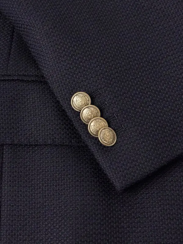 Caruso Aida Double-breasted Wool Basketweave Blazer