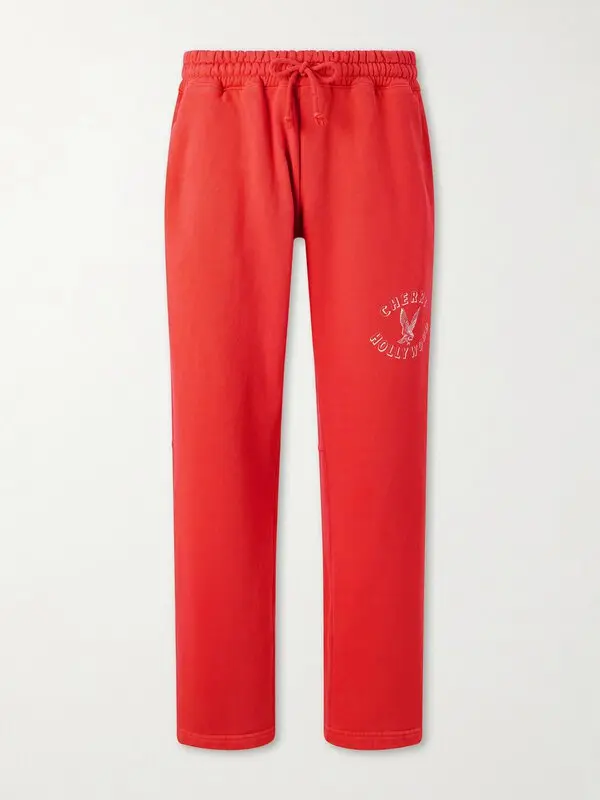 CHERRY LOS ANGELES Hollywood Straight-leg Logo-print Cotton-jersey Sweatpants - Red