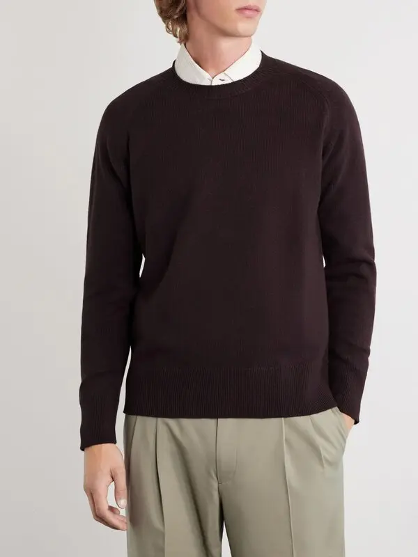 Eleventy Wool Crew Neck Sweater - Brown